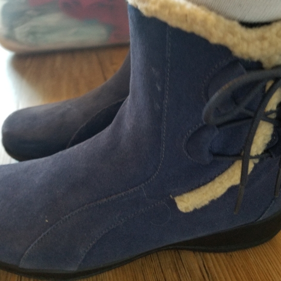 Clarks | Shoes | Clarks Casual Womans Blue Leather Zip Up Ankle Boots ...